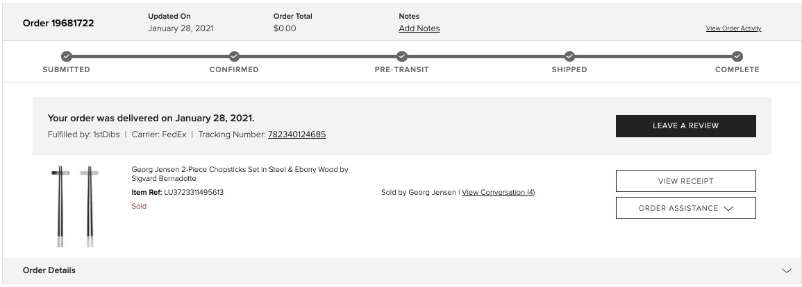 Tracking an Order – 1stDibs Support Center